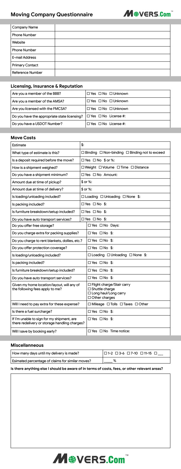 Important Questions To Ask Moving Companies Before You Hire Them